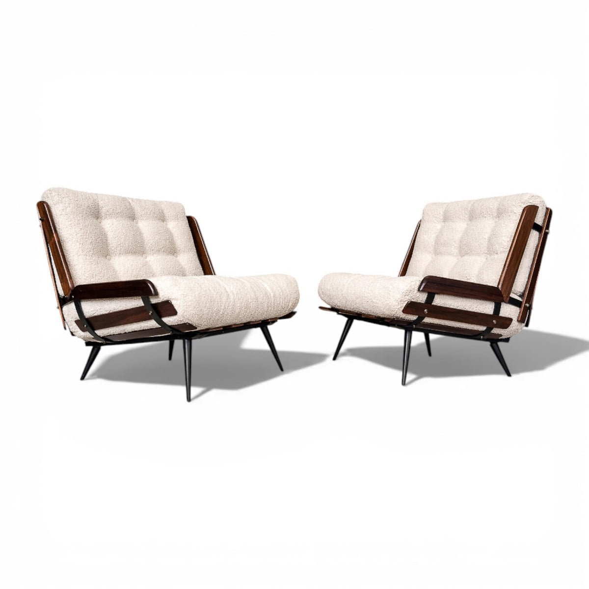 Pair of Armchairs in Rosewood & Bouclé by Martin Eisler for Forma, Bra ...